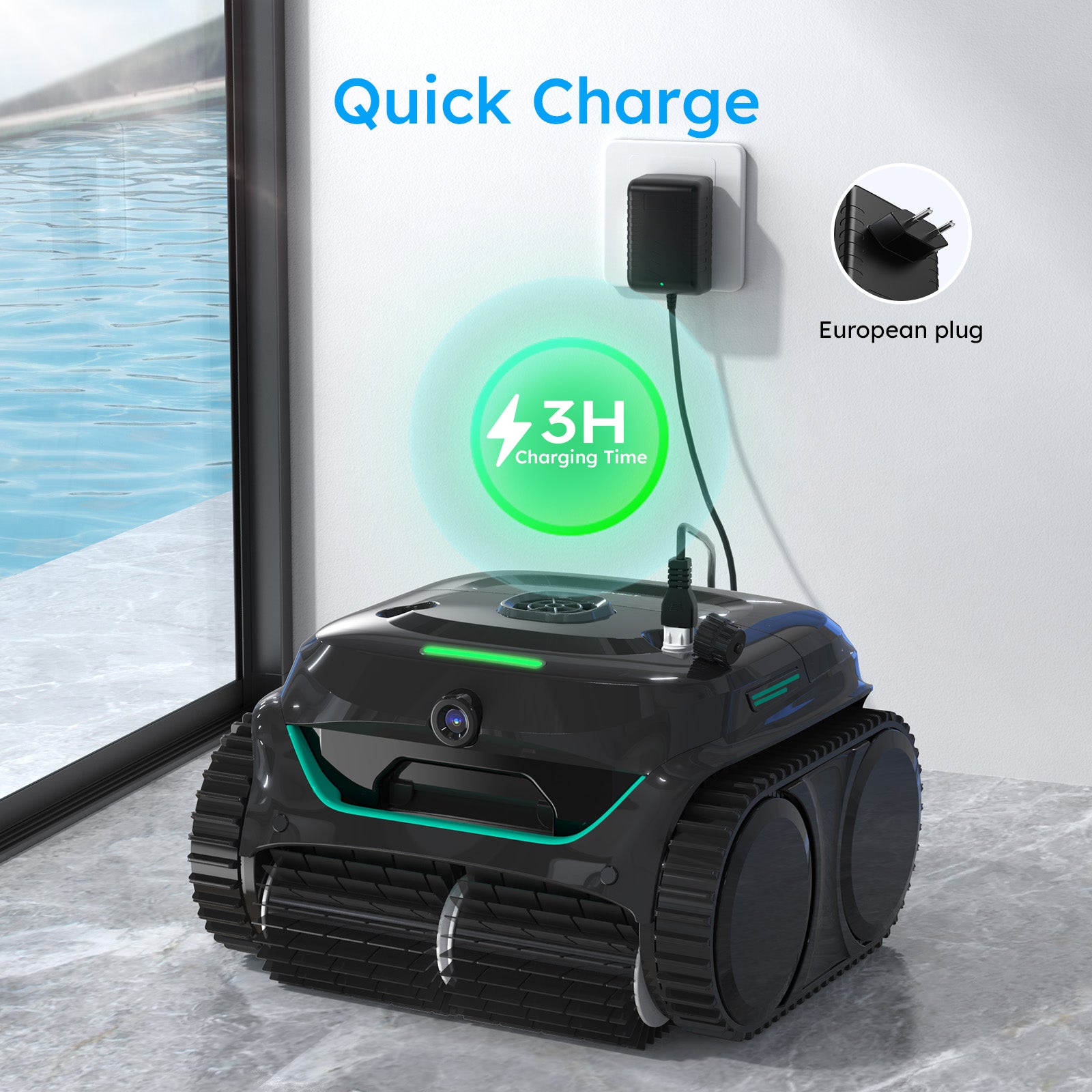 WYBOT C2 Vision Robotic Pool Cleaner Vacuum with AI Vision & Smart APP ...